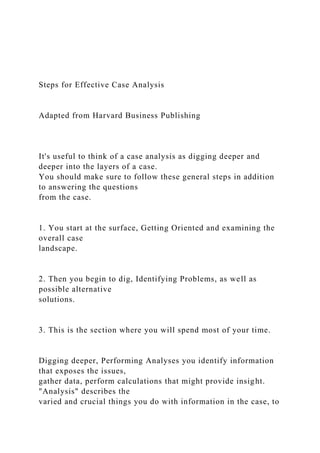 Steps for Effective Case Analysis Adapted from Harvard .docx