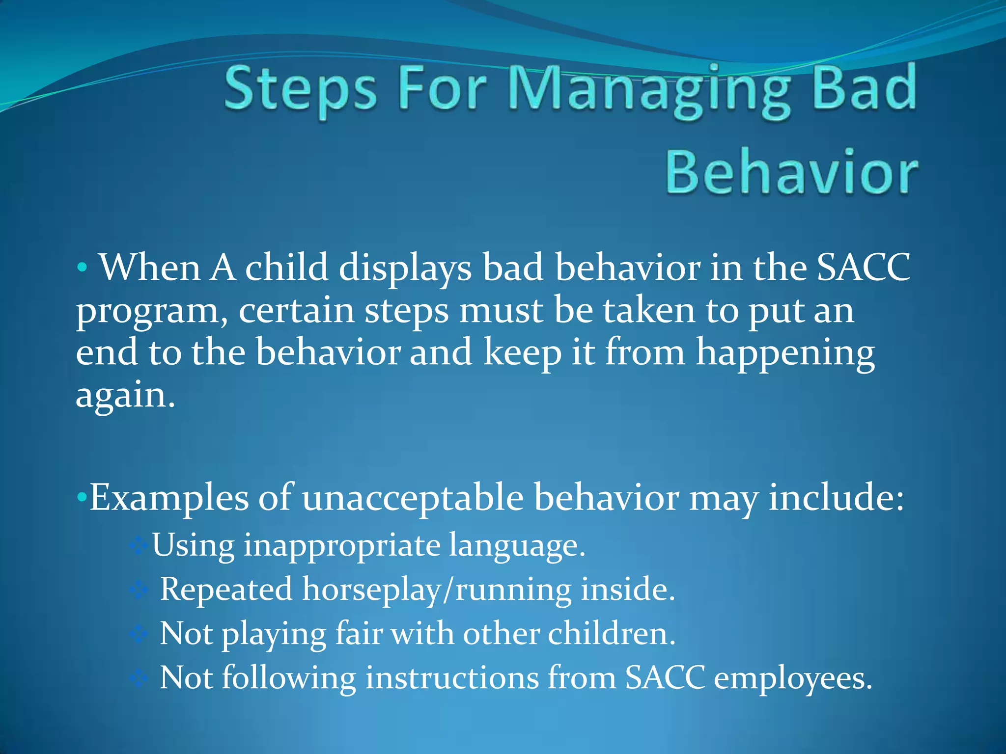 Steps for managing bad behavior | PPT