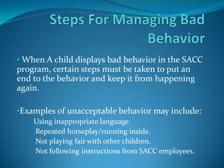 Steps for managing bad behavior | PPT