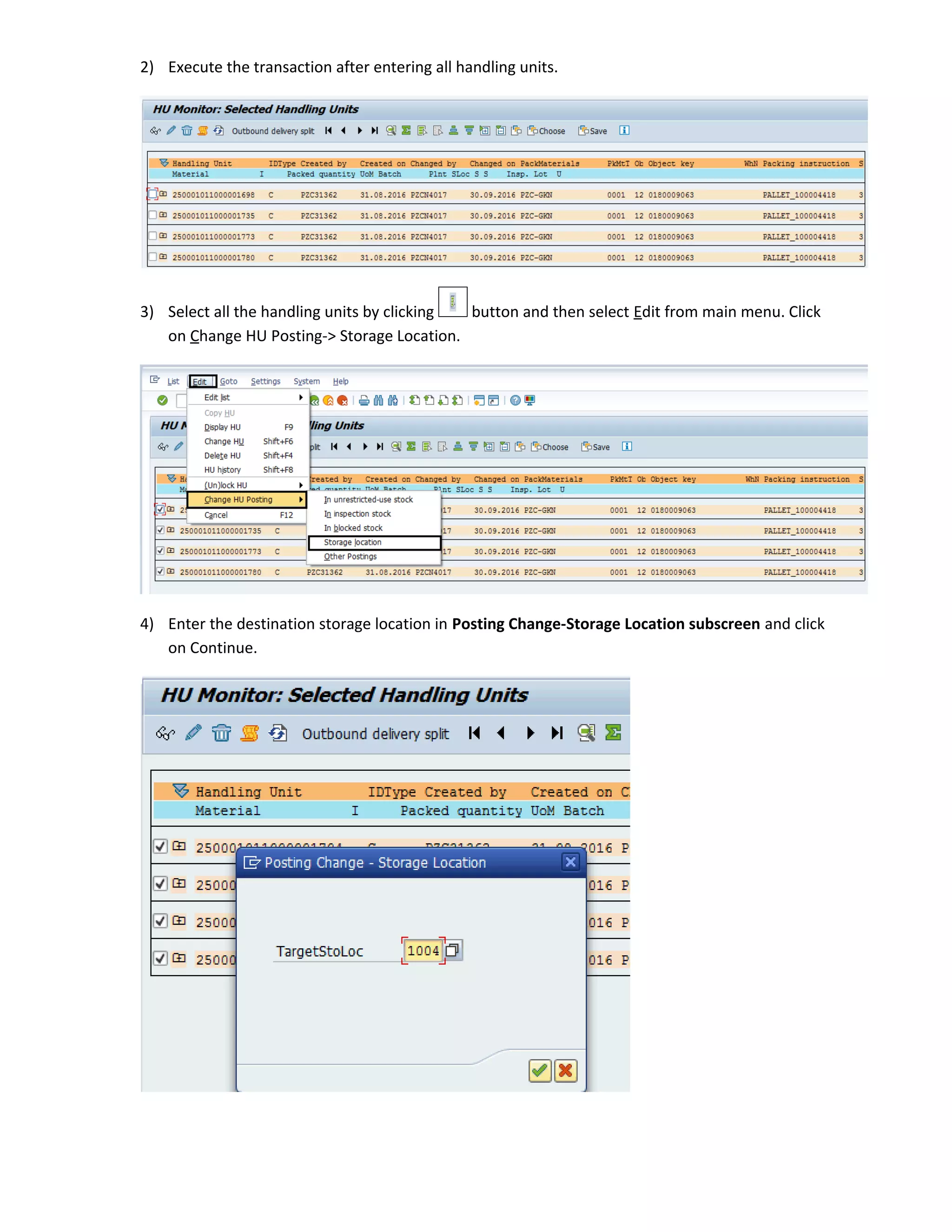 Steps for moving multiple handling units in HUMO (SAP WM) | DOC