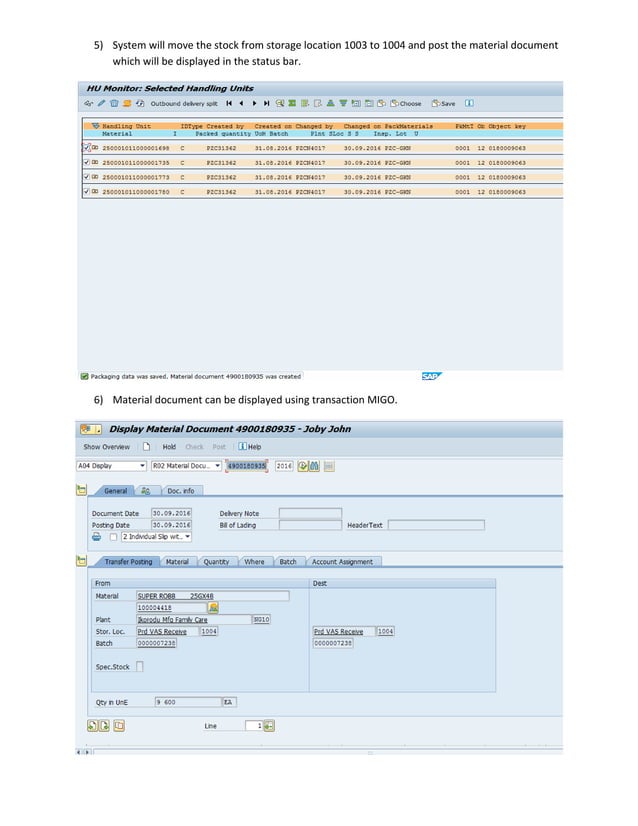 Steps for moving multiple handling units in HUMO (SAP WM) | DOC