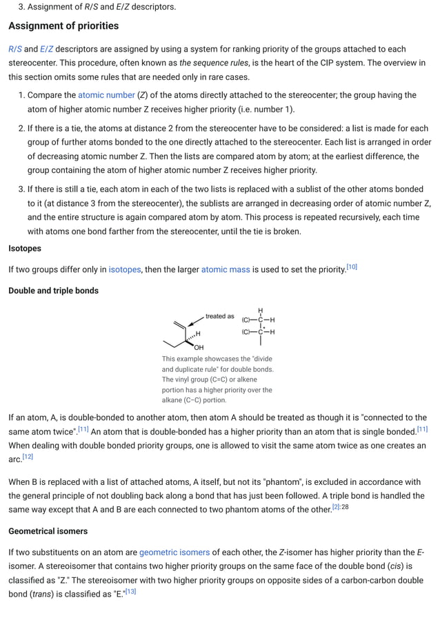 Steps For Naming Chemical Stereoisomers - Wikipedia | PDF