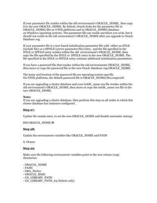 Steps for upgrading the database to 10g release 2 | PDF