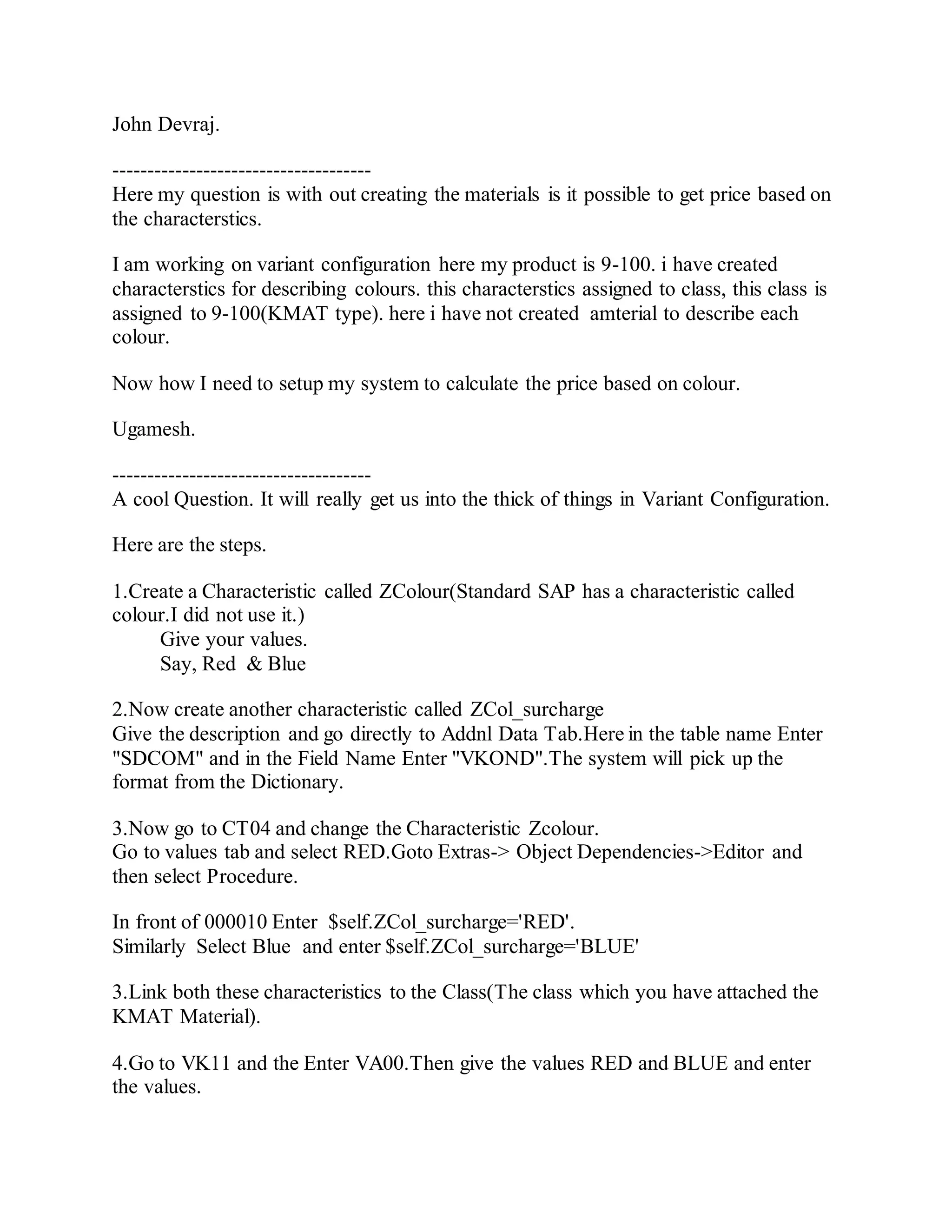 Steps for variant configuration and pricing | DOCX