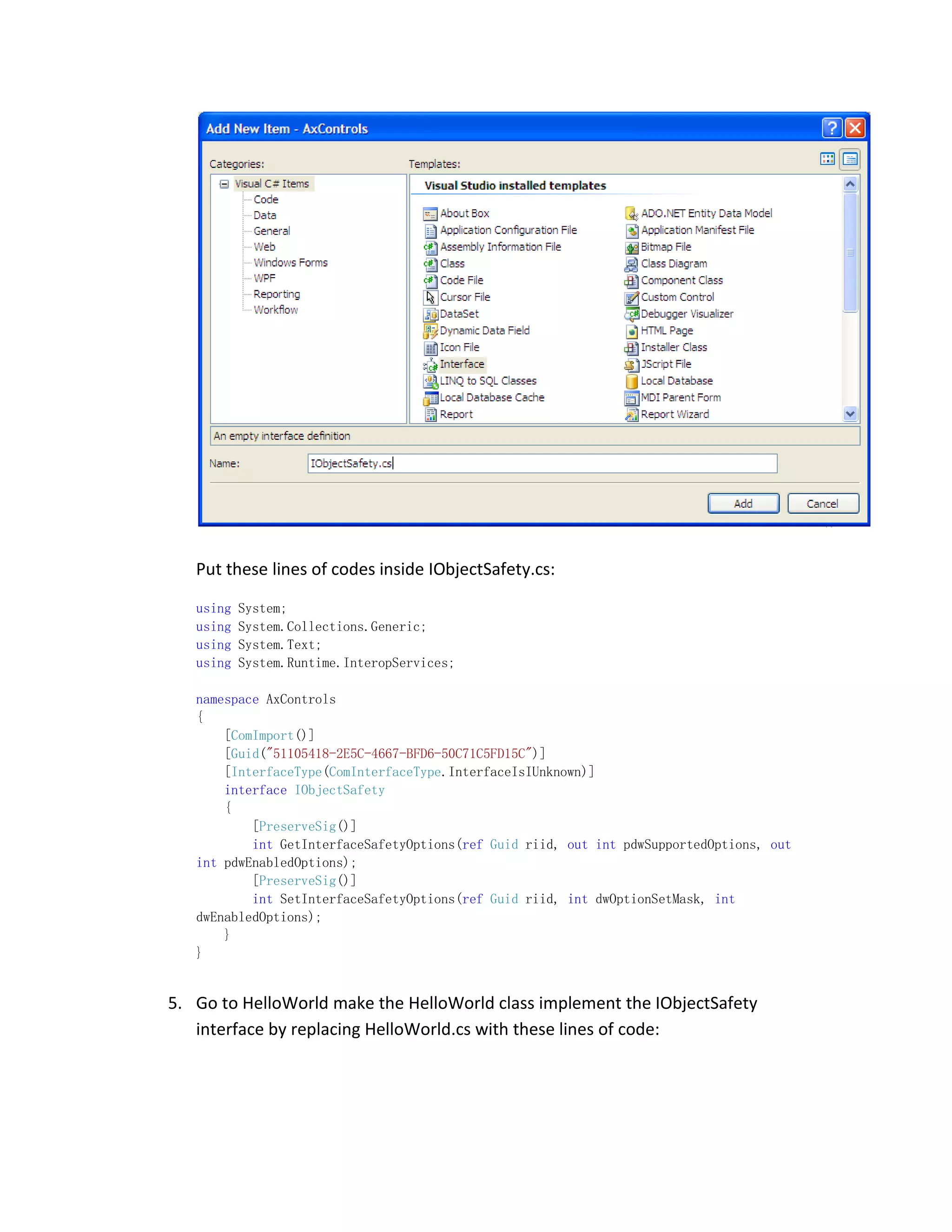 Steps how to create active x using visual studio 2008 | PDF
