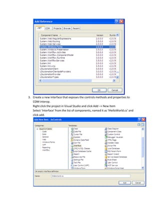Steps how to create active x using visual studio 2008 | PDF