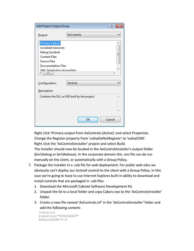 Steps how to create active x using visual studio 2008 | PDF