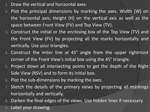 Steps in constructing an orthographic drawing | PPTX