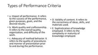 Steps in developing performance based assessment | PPTX