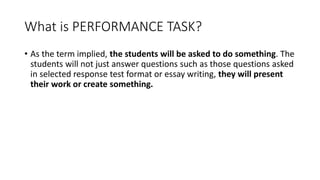 Steps in developing performance based assessment | PPTX