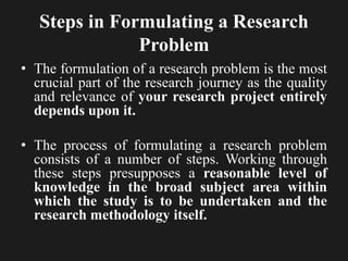Steps in formulating research problem | PPT