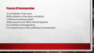 Steps in incorporation of a company | PPTX
