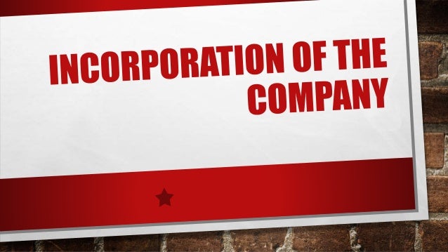 Incorporating A Company