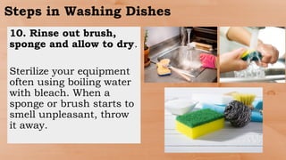 Steps in Manual Dishwashing.pptxcookery9 | PPTX