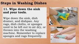 Steps in Manual Dishwashing.pptxcookery9 | PPTX