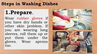 Steps in Manual Dishwashing.pptxcookery9 | PPTX