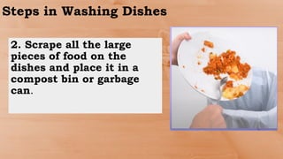 Steps in Manual Dishwashing.pptxcookery9 | PPTX