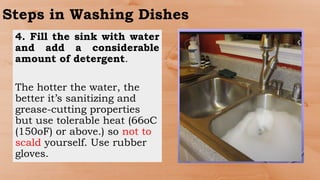 Steps in Manual Dishwashing.pptxcookery9 | PPTX