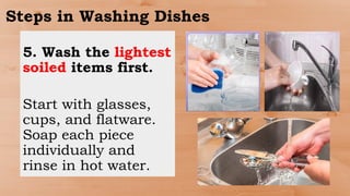 Steps in Manual Dishwashing.pptxcookery9 | PPTX