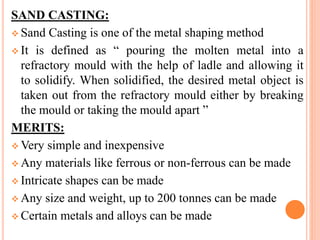 Steps involved in sand casting process | PPT