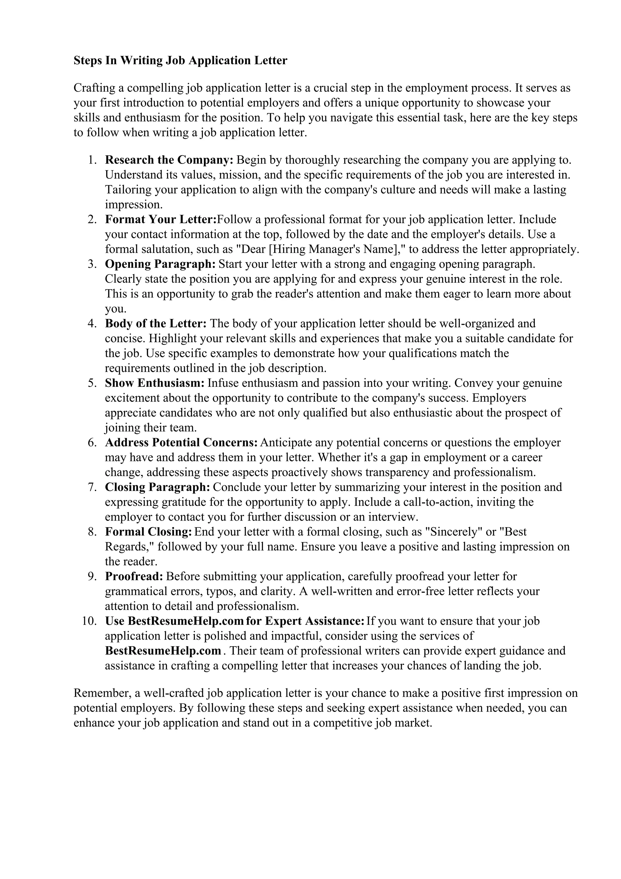 Steps In Writing Job Application Letter | PDF | Resume Writing and ...