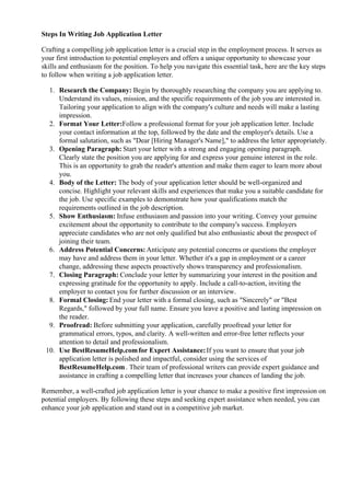 Steps In Writing Job Application Letter | PDF | Resume Writing and ...