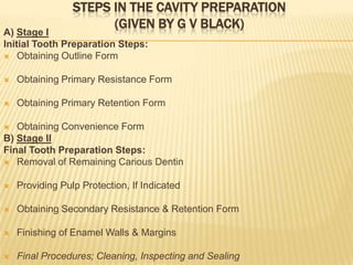 Steps Of Cavity Preparation | PPTX