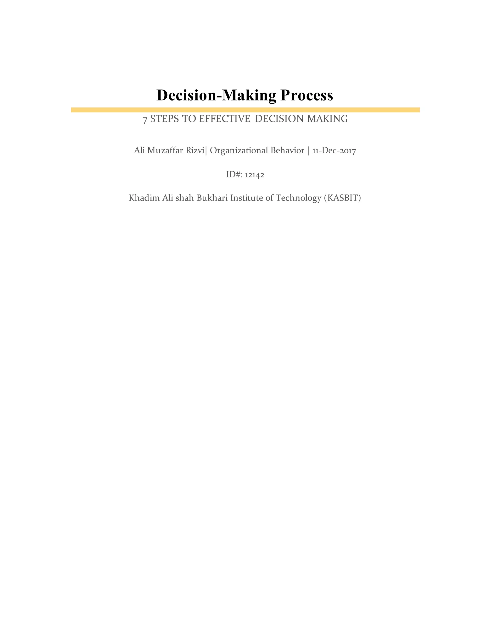 Steps of decision of making process | DOCX