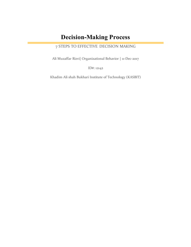 Steps of decision of making process | DOCX | Science