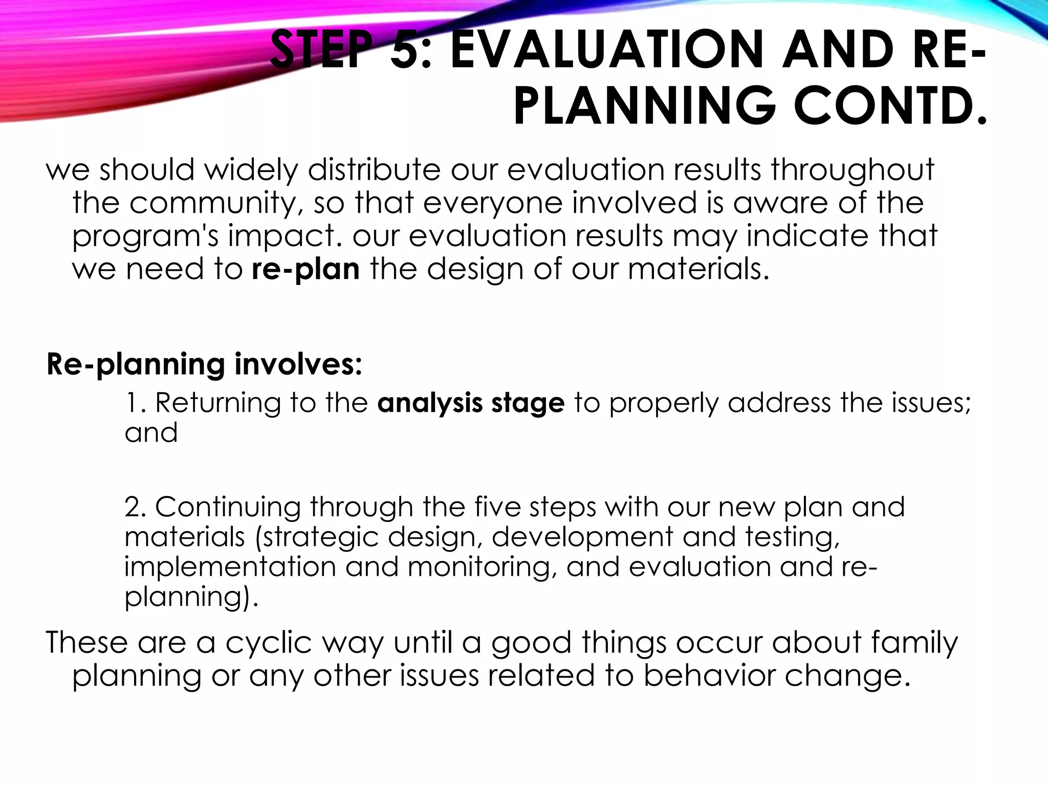 Steps of developing Behavior Change Communication (BCC) for family ...