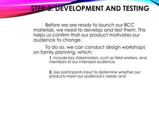 Steps of developing Behavior Change Communication (BCC) for family ...