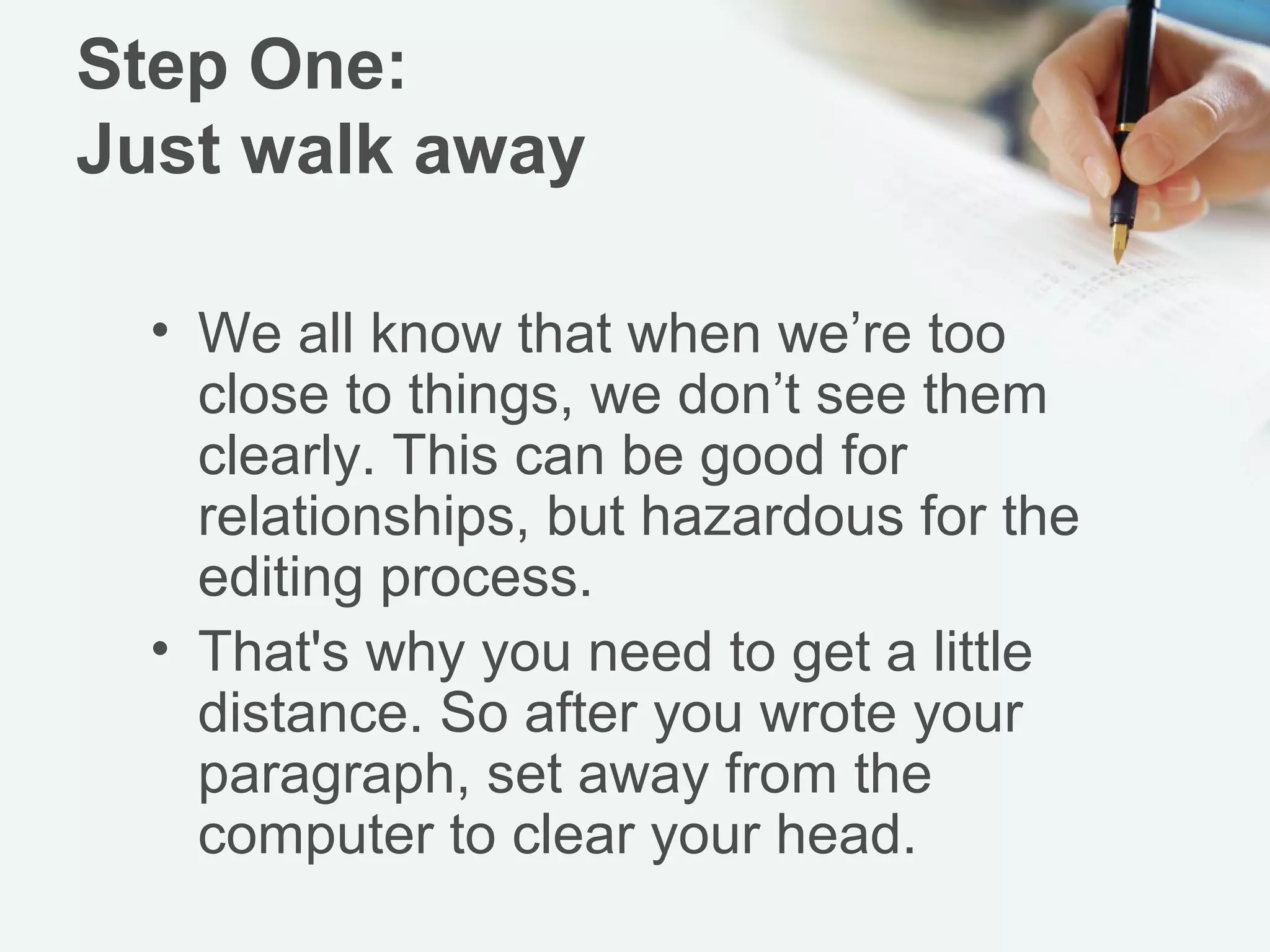 Steps of editing a paragraph | PPT