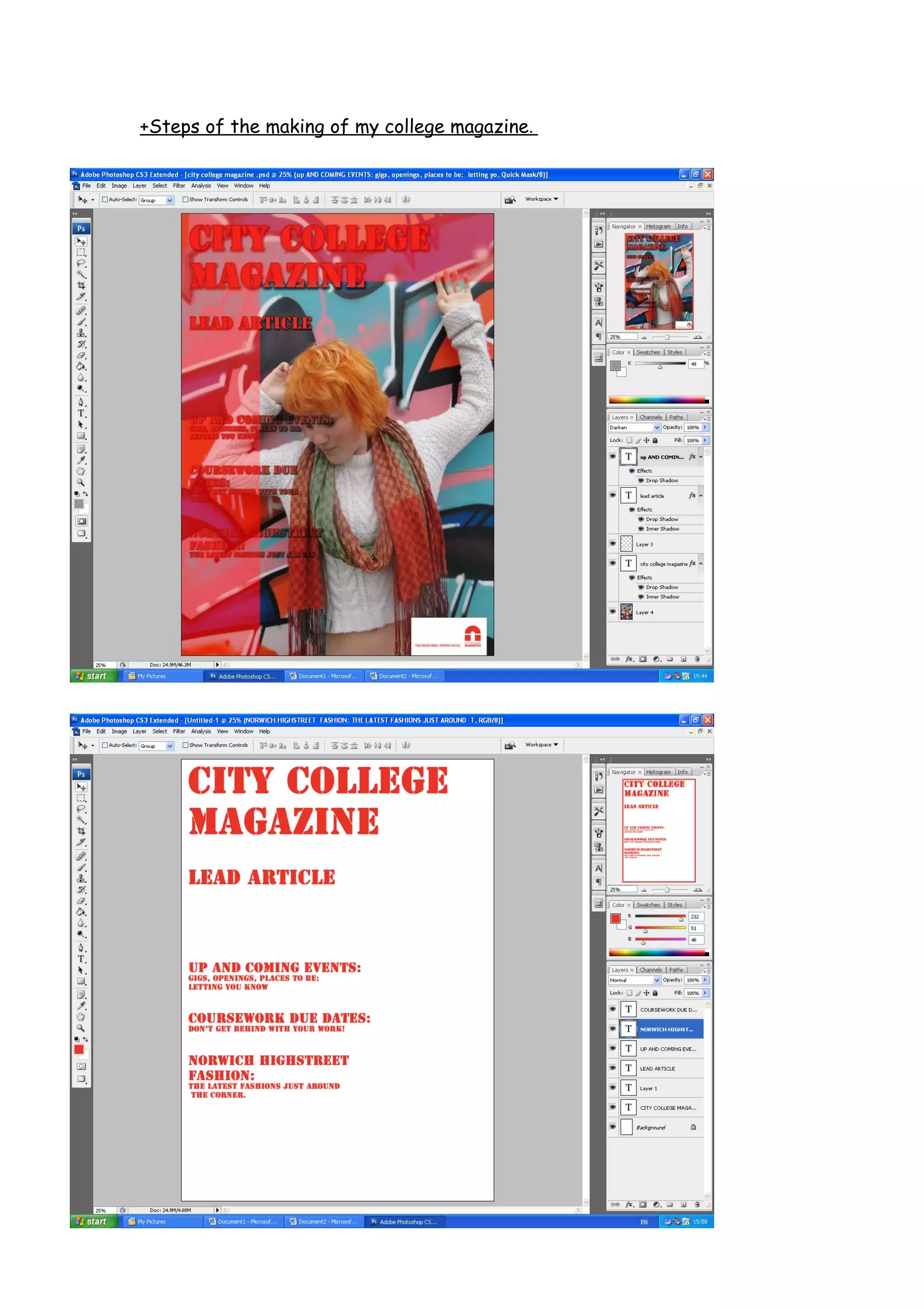 Steps of the making of my college magazine | DOC