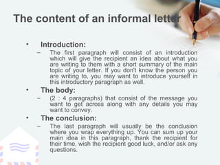 Steps of writing an informal letter | PPT