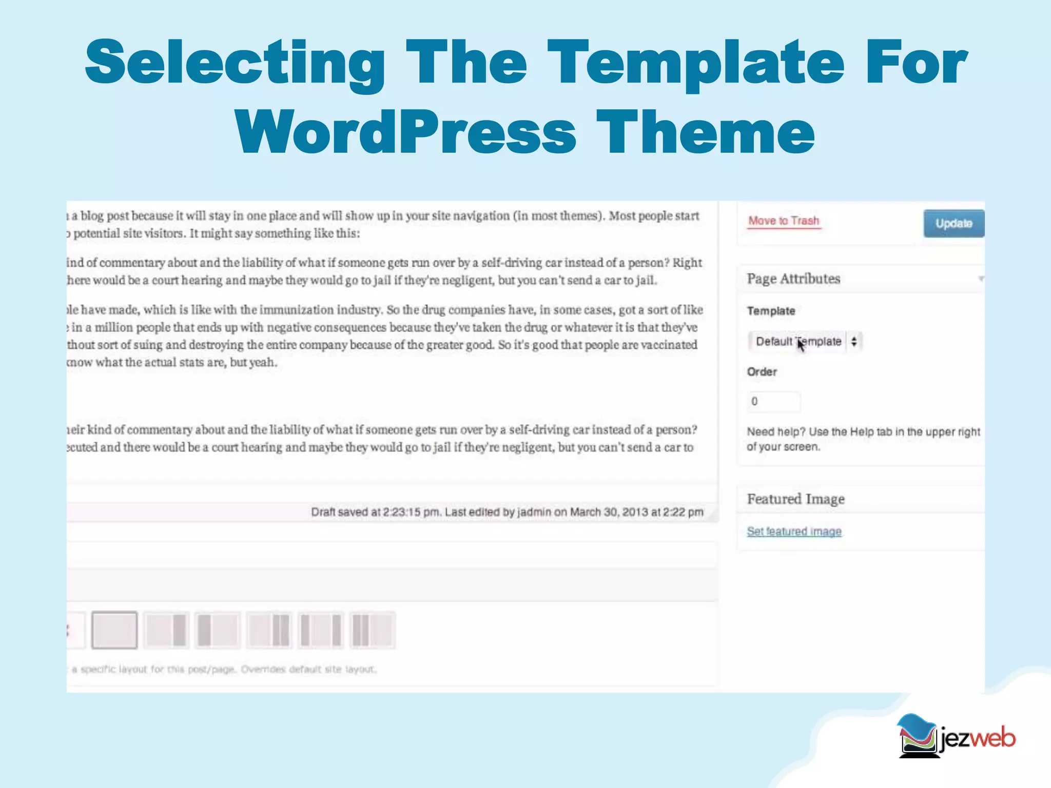 Steps on how to use page attributes for templates and sequence pages in ...