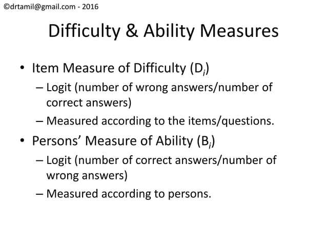 Difficulty Index Discrimination Index Reliability And Rasch Measurement Analysis Pptx