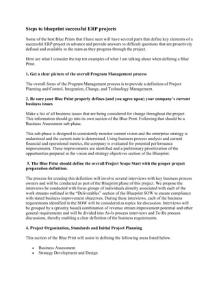 Steps to blueprint successful erp projects immortal | PDF