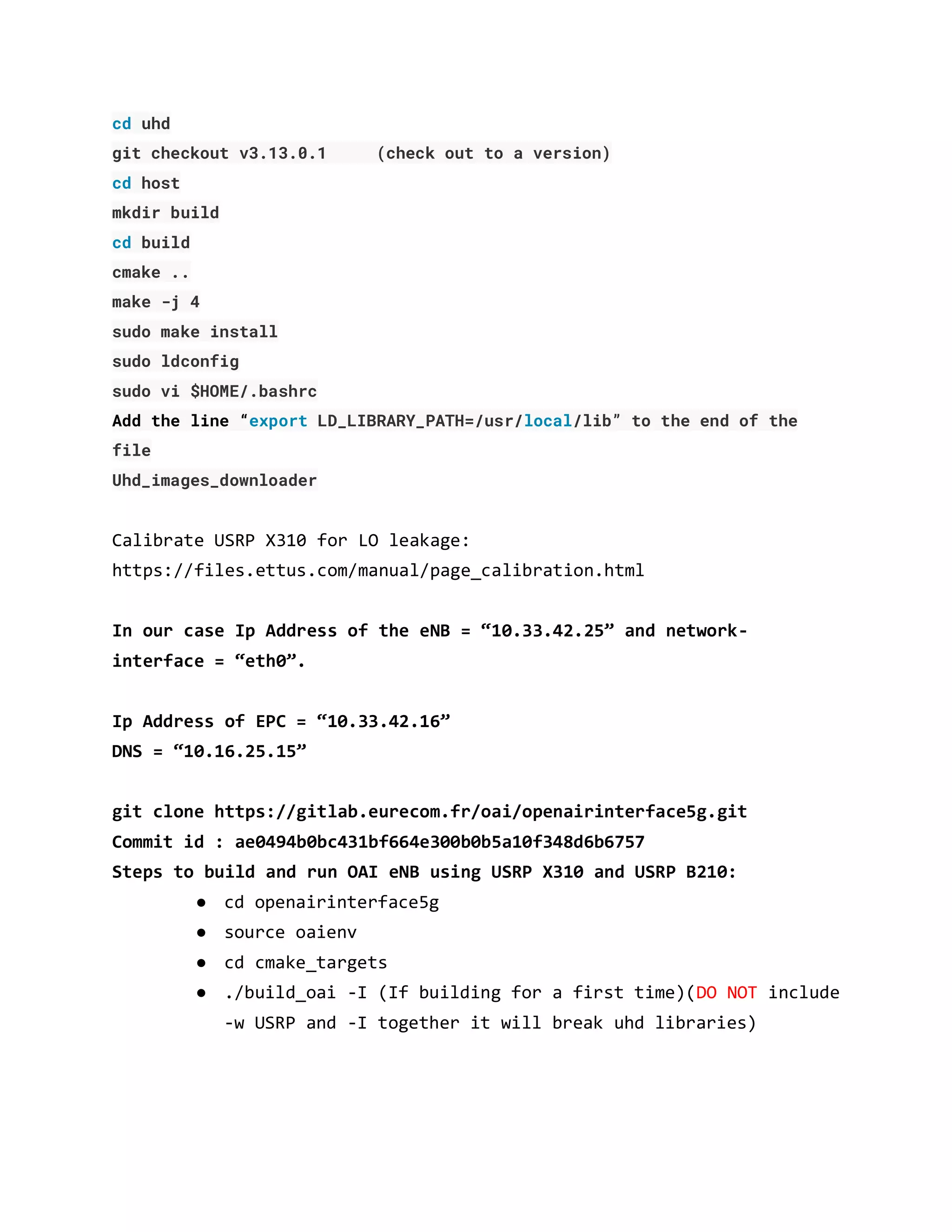 Steps to build and run oai | PDF