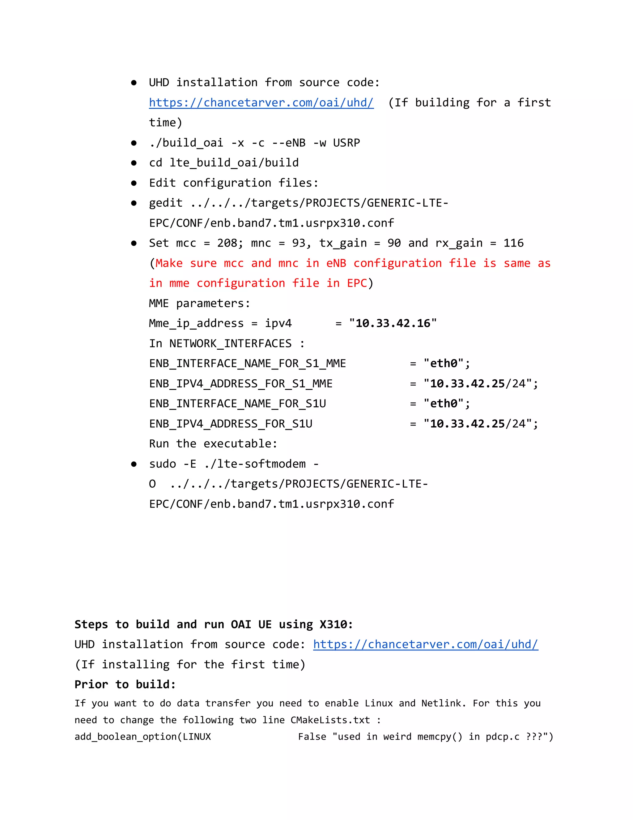 Steps to build and run oai | PDF