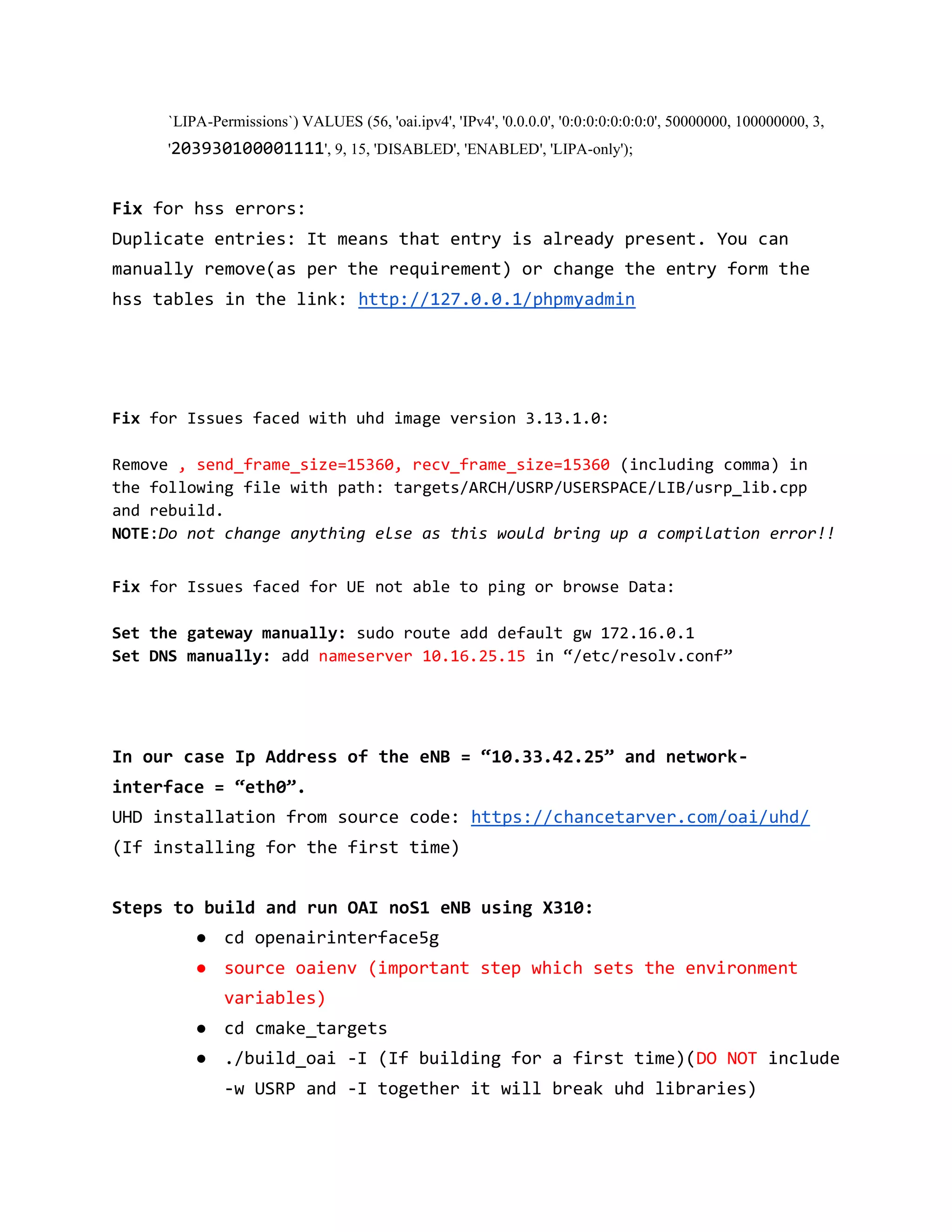 Steps to build and run oai | PDF