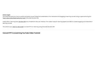 Converting PowerPoint to Interactive E-Learning with Storyline 360 | PDF