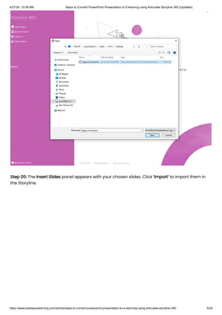 Steps to Convert PowerPoint Presentation to E-learning using Articulate Storyline 360 | PDF