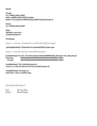 Steps to create an RPM package in Linux | PDF