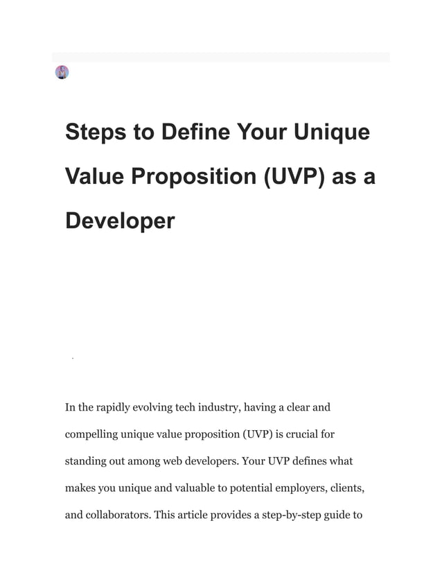 Steps to Define Your Unique Value Proposition (UVP) as a Developer.pdf