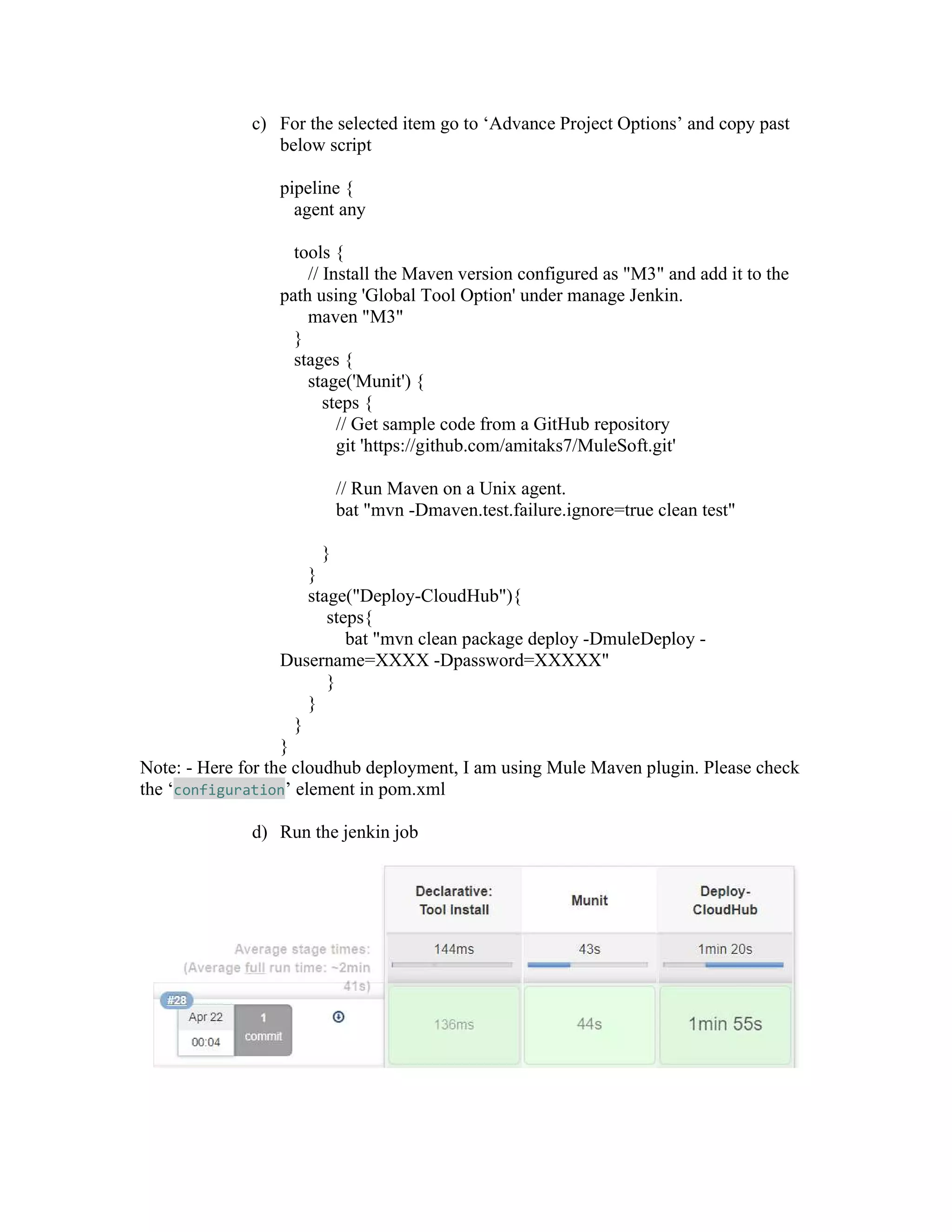 Steps To Deploy Mule Application With Munit On Cloudhub Using Jenkins Pipeline Pdf