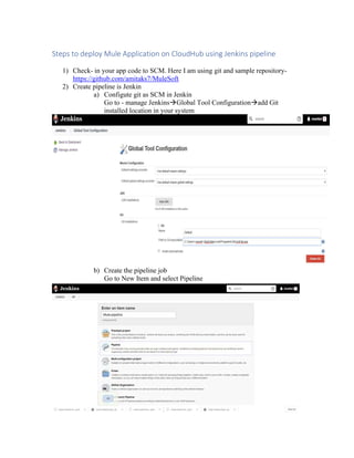 Steps to deploy mule application with munit on cloudhub using jenkins pipeline | PDF