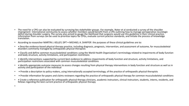 Steps to develop clinical practice guidelines.pptx | Physical Therapy | Wellness