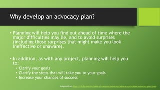 Steps to developing an advocacy plan | PPTX