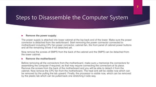 Steps to disassemble the computer system | PPTX
