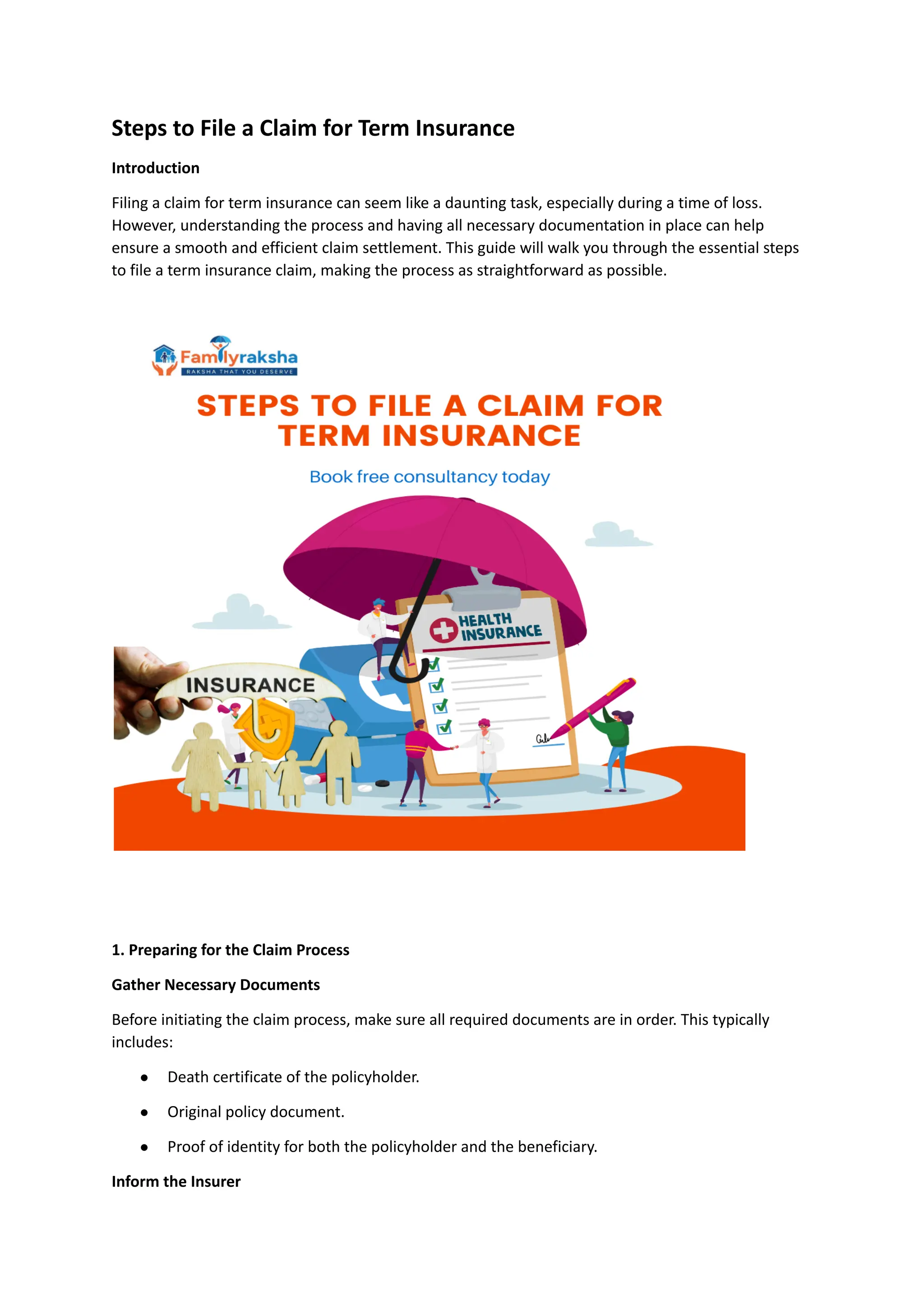Steps to File a Claim for Term Insurance. | PDF